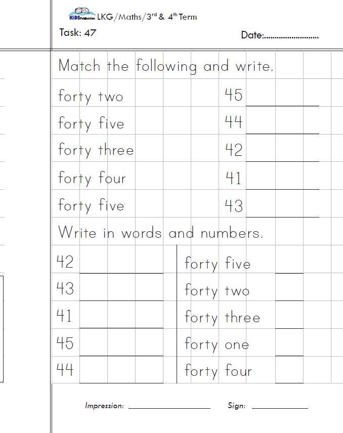 LKG Homework copy Math 3rd & 4th term - E-book (Kids Publication)